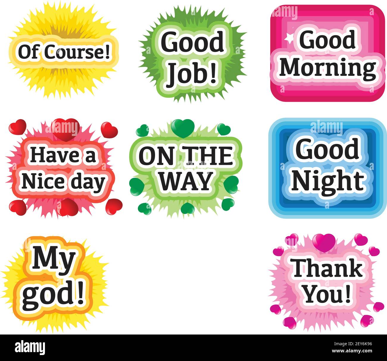 vector cartoon greeting card emoji stickers set Stock Vector Image ...