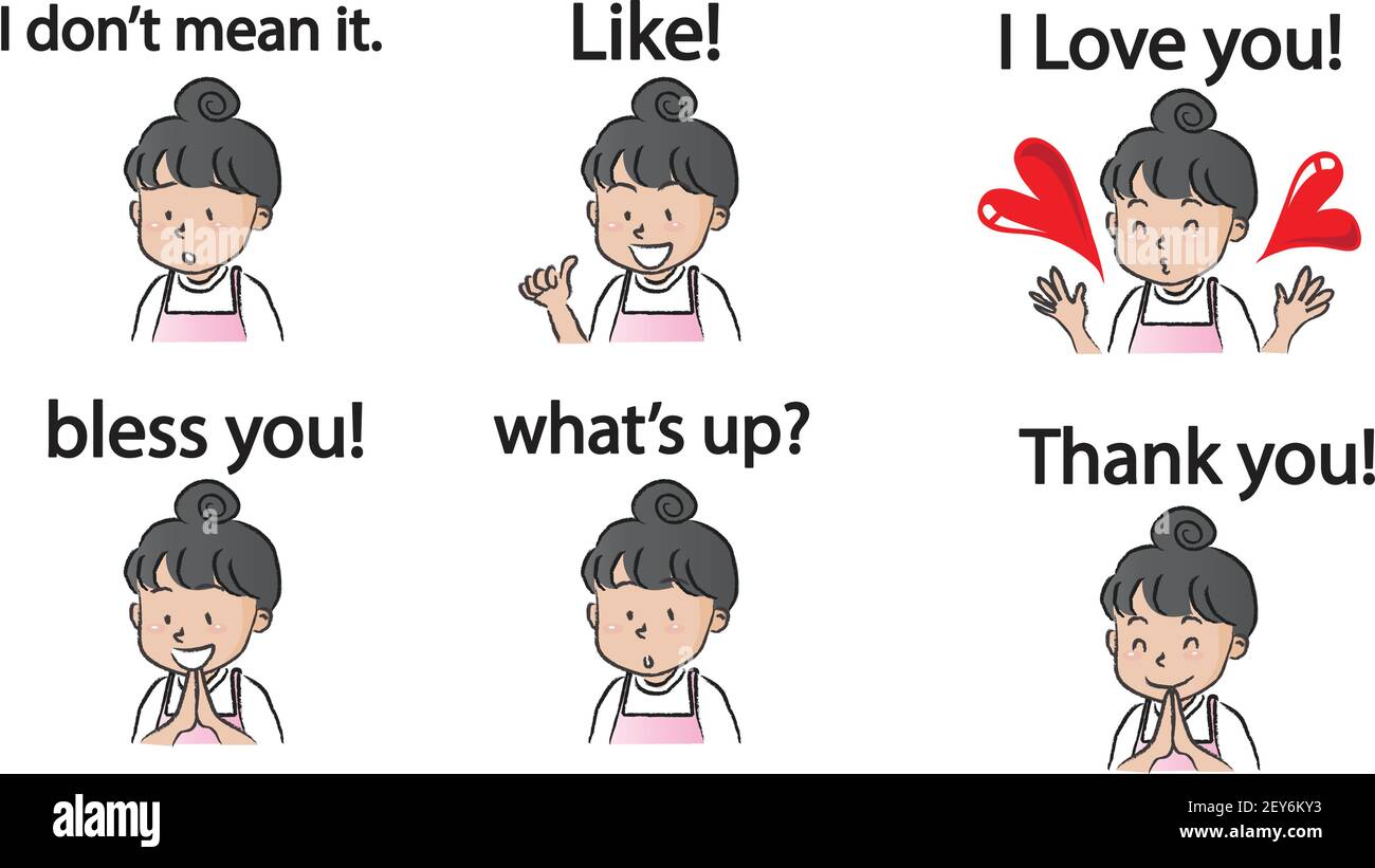 vector cartoon greeting card emoji stickers set Stock Vector Image ...