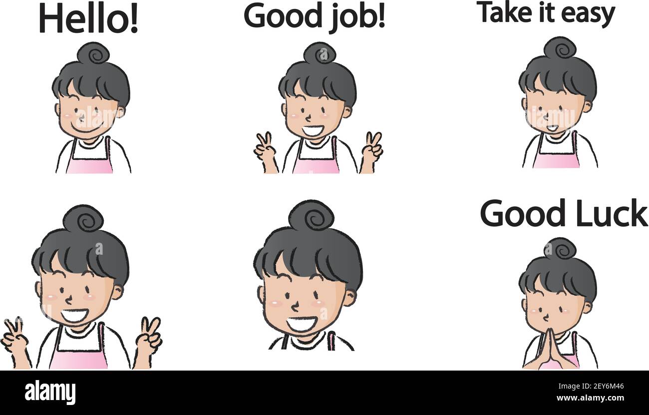 vector cartoon greeting card emoji stickers set Stock Vector Image ...