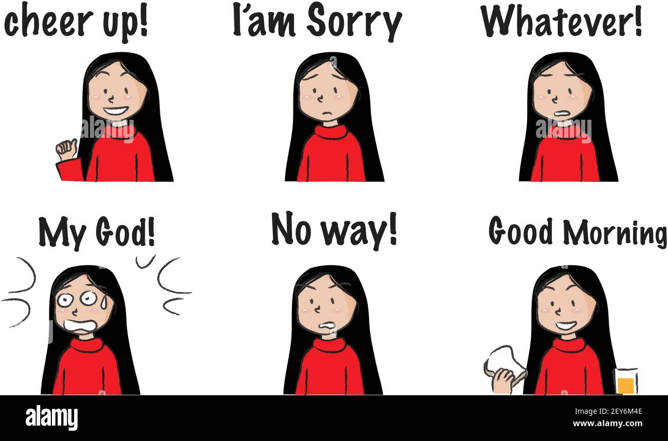 vector cartoon greeting card emoji stickers set Stock Vector Image ...