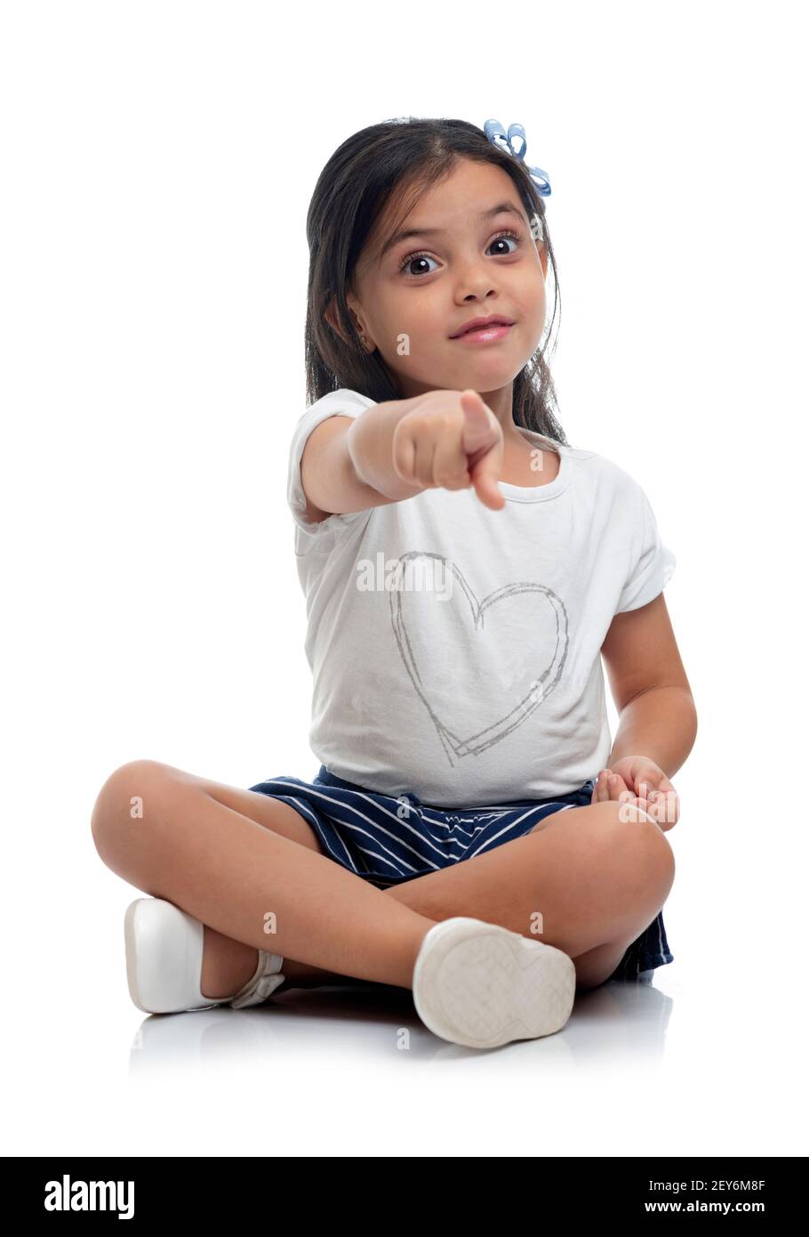 Studio Portrait of Beauty Girl Pointing at The Camera, Isolated on ...