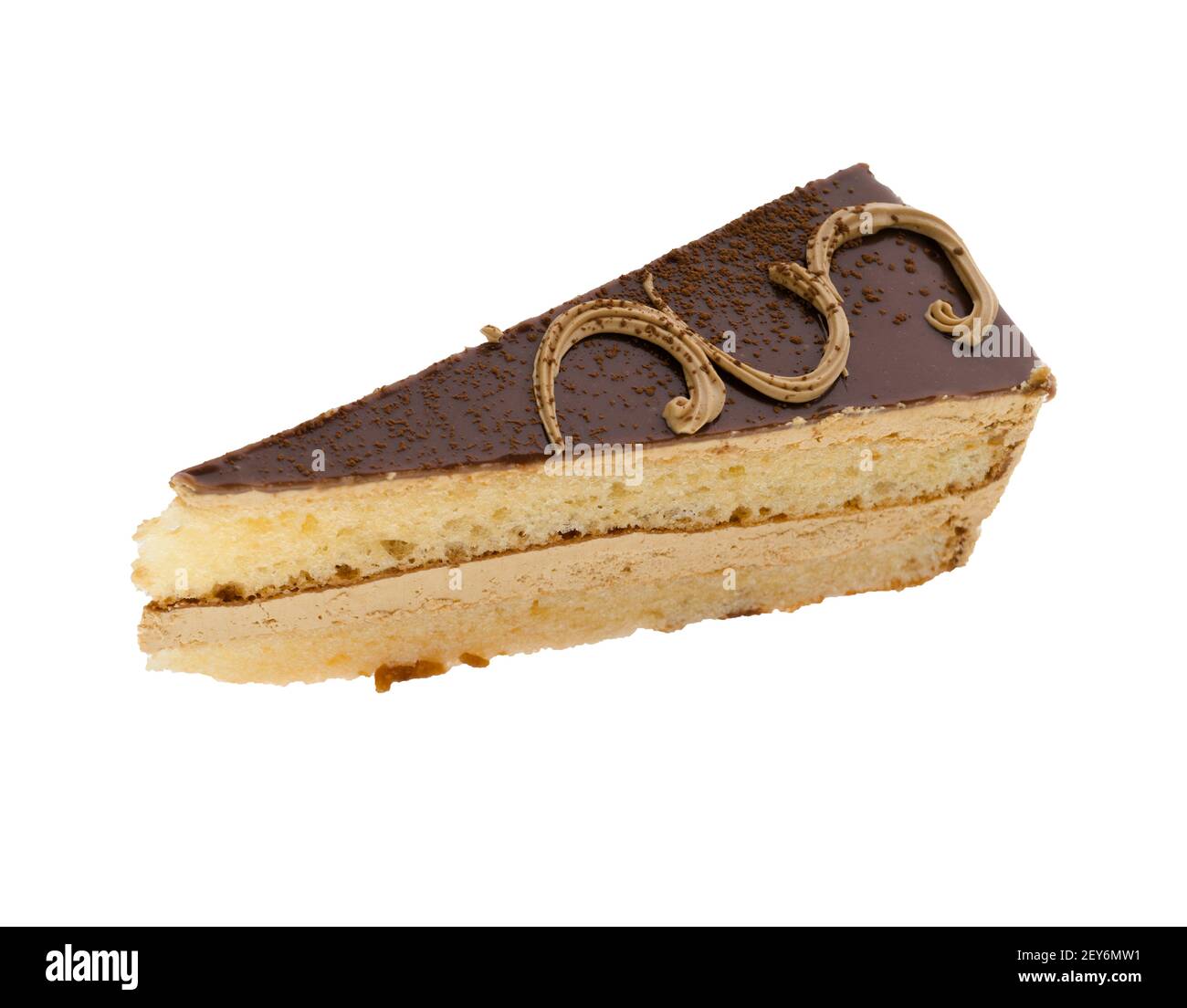 Dessert, pastry, piece of sponge cake on white background isolated ...