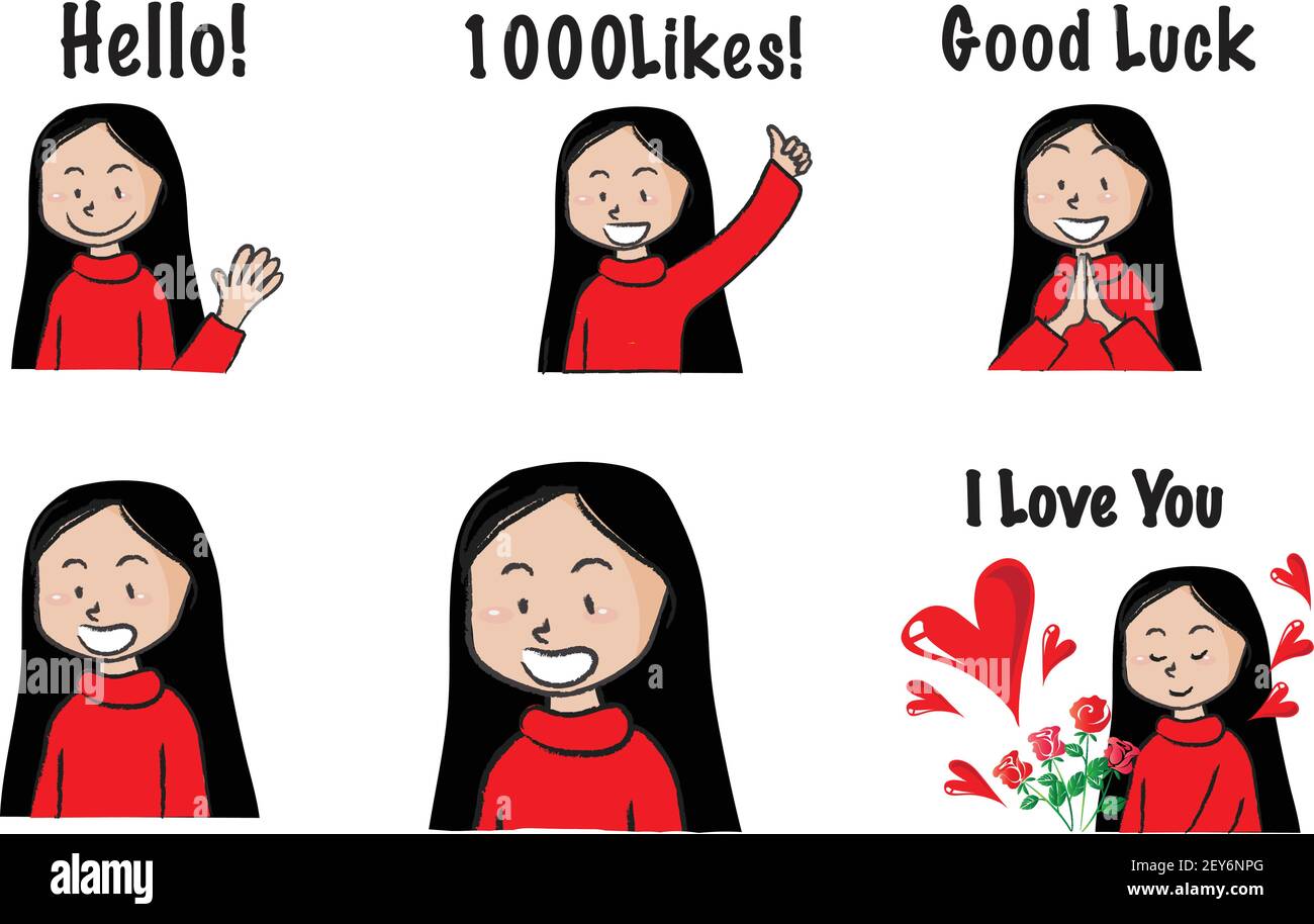 vector cartoon greeting card emoji stickers set Stock Vector Image ...