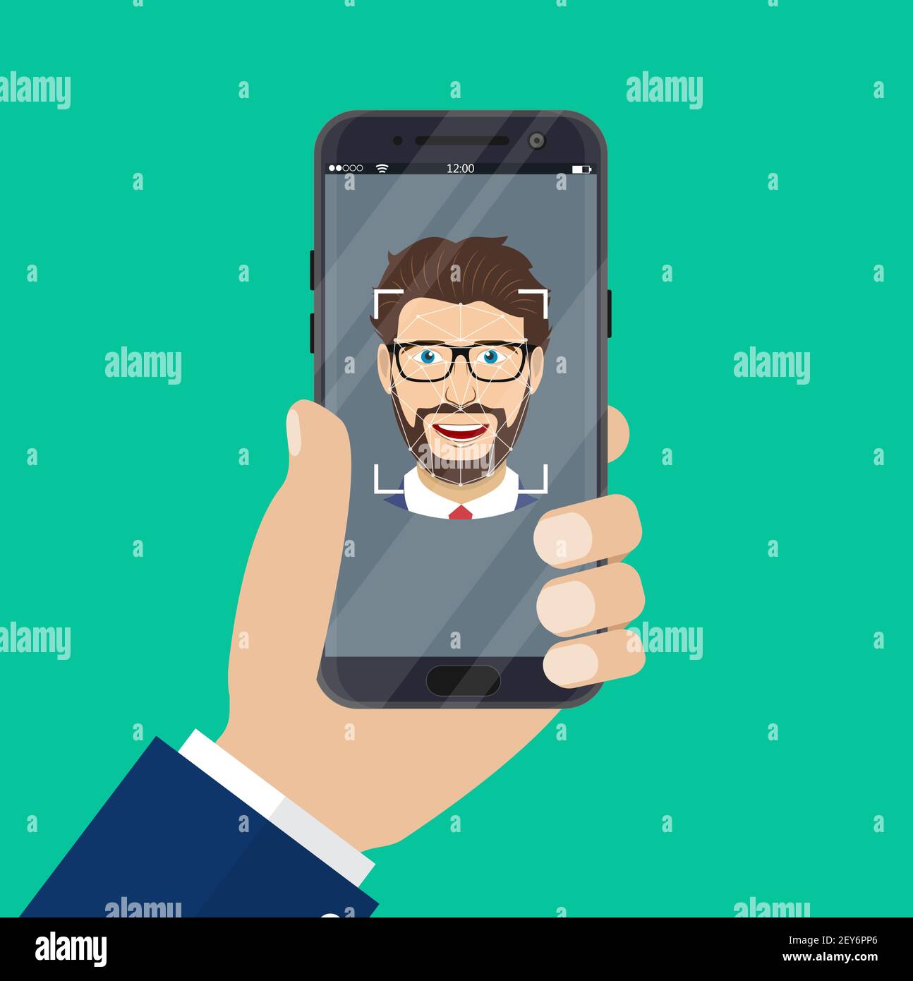 Face recognition concept hand Stock Vector Images - Alamy