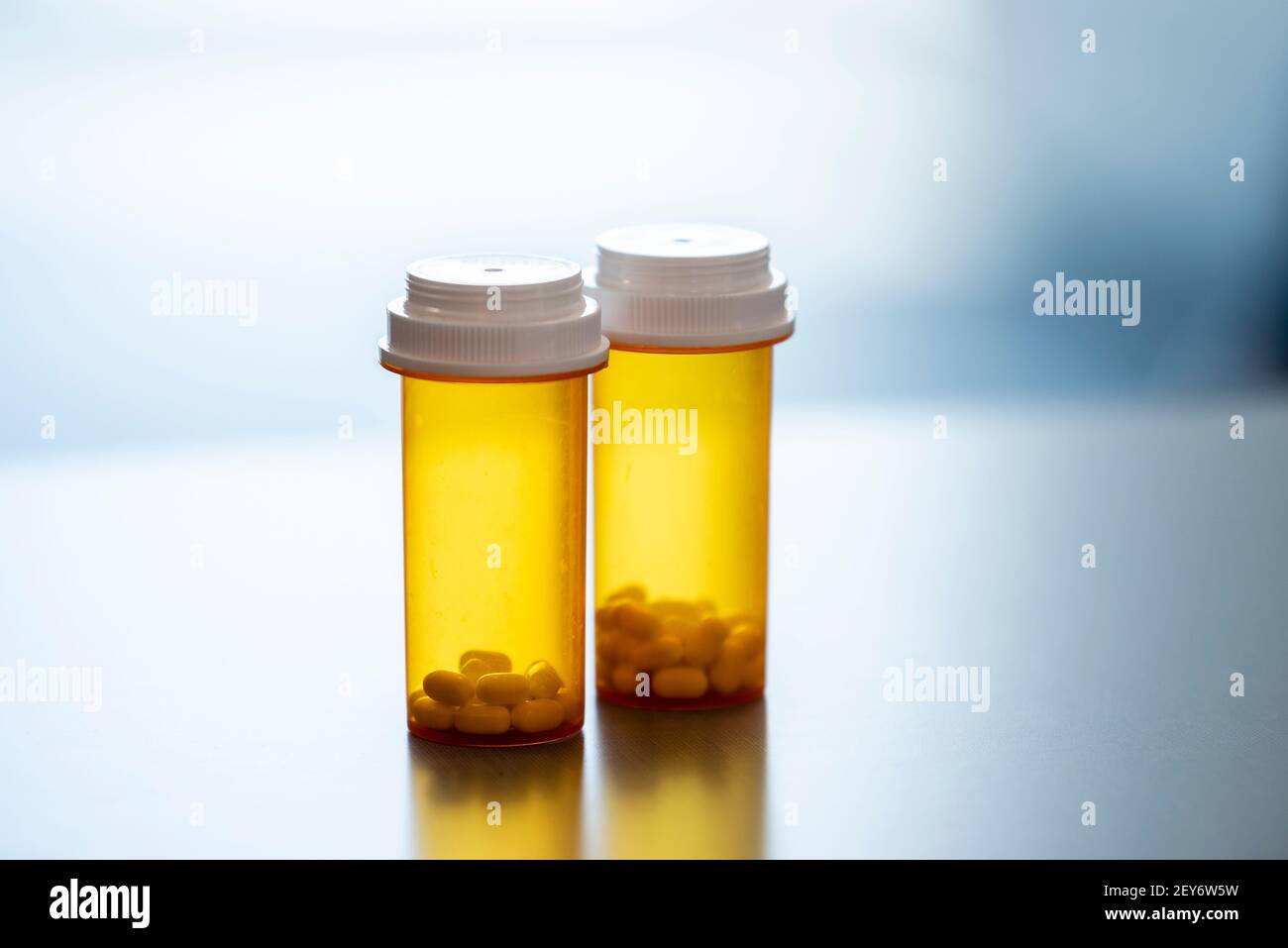 Pill bottles sit on a counter of a pharmacy Stock Photo - Alamy