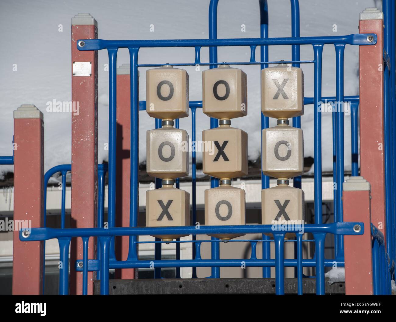 large tic tac toe game in outdoor playground blocks of x's and o's on ...