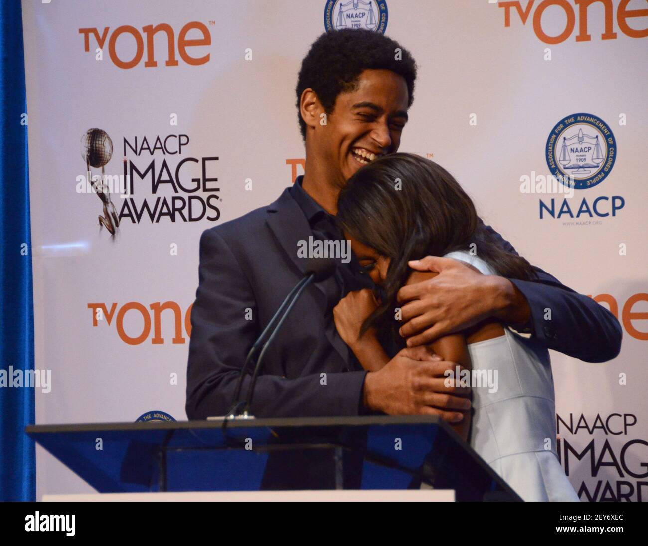 09 December 2014 - Beverly Hills, California - Alfred Enoch, Aja Naomi ...