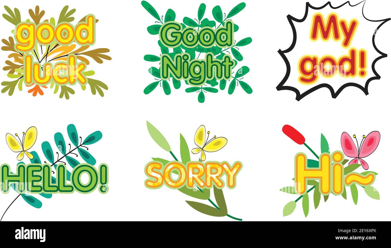 vector cartoon greeting card emoji stickers set Stock Vector Image ...