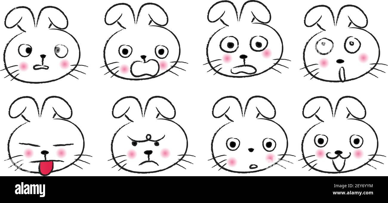 vector cartoon rabbit face emoji set Stock Vector Image & Art - Alamy