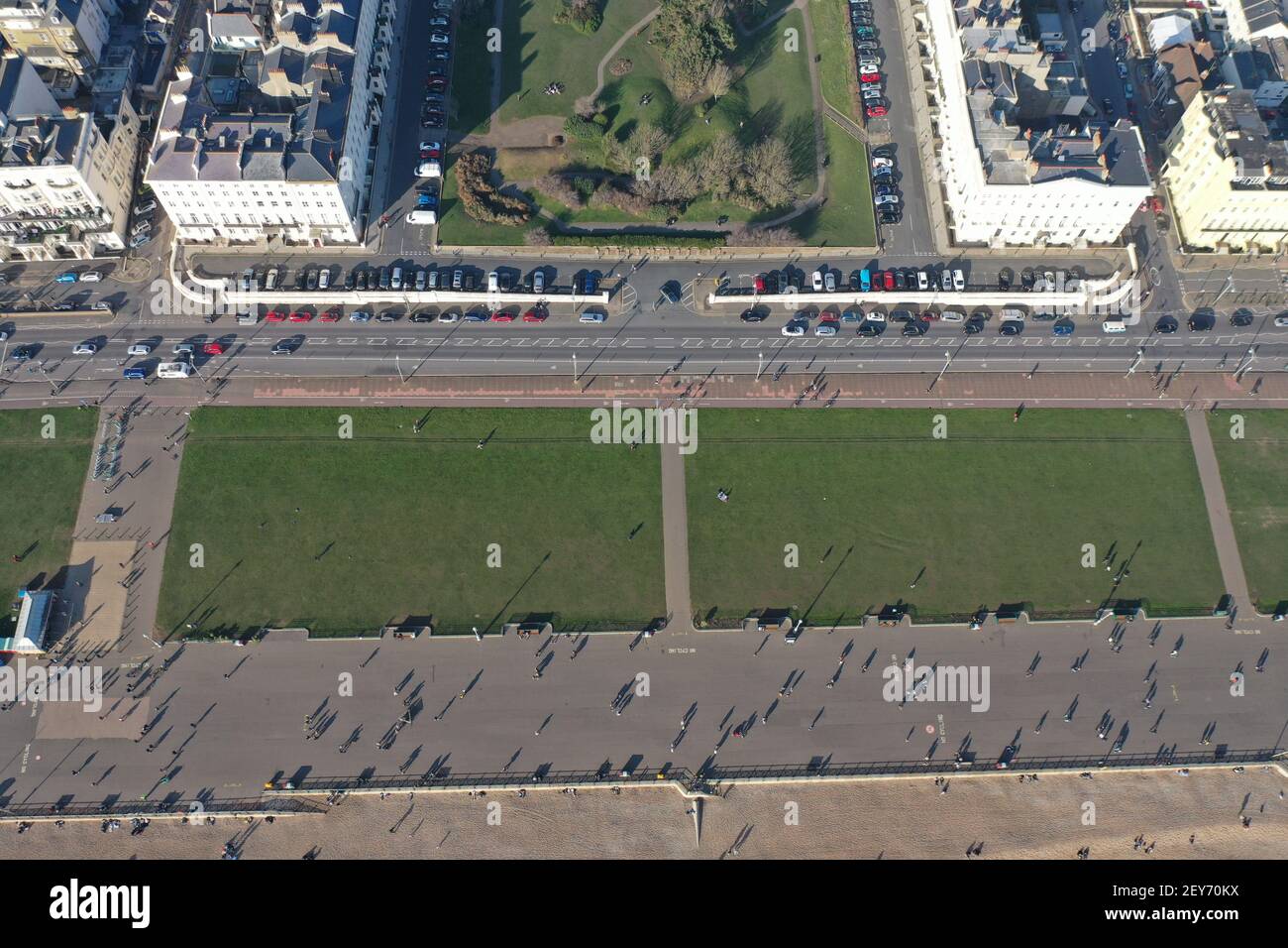 Aerial view of Adelaide crescent and surrounding of Brighton and Hove ...