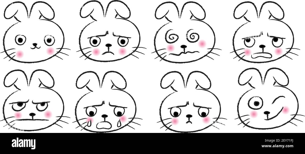 vector cartoon rabbit face emoji set Stock Vector Image & Art - Alamy