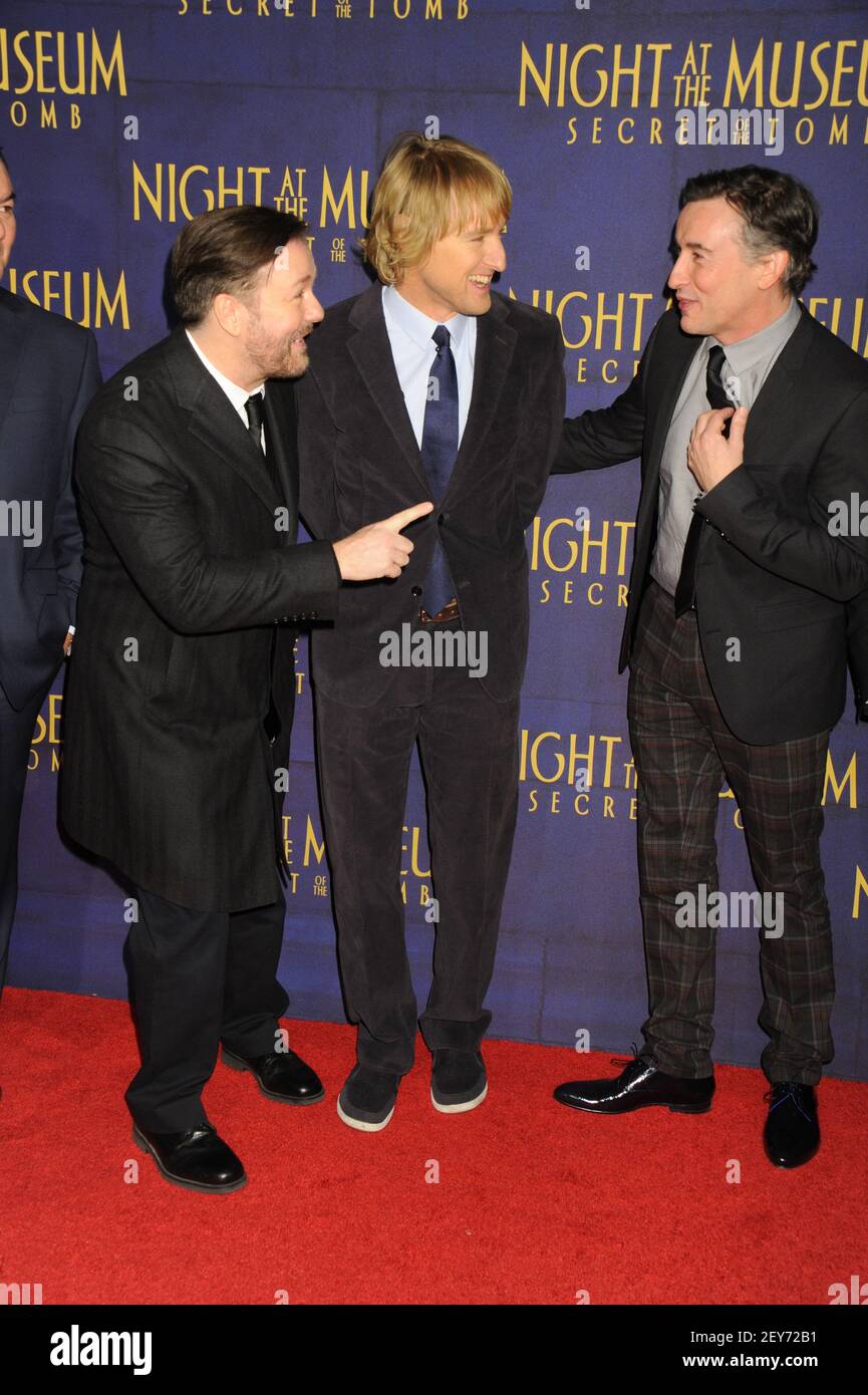 L-R: Ricky Gervais, Owen Wilson, Steve Coogan attend the "Night At The ...