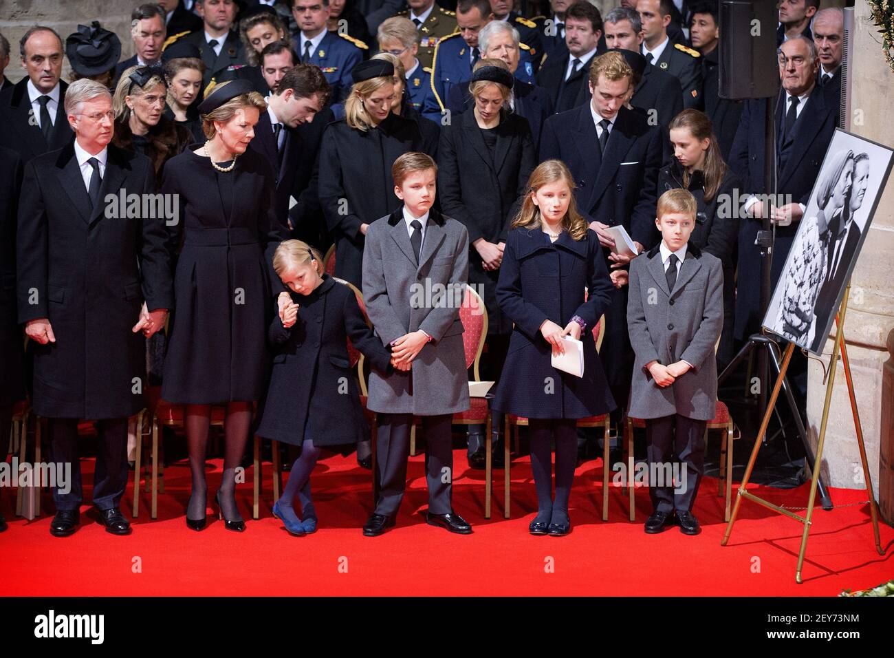 12-12-2014 - BRUSSELS - The funeral of Queen Fabiola: King Philippe and Queen Mathilde, King ...