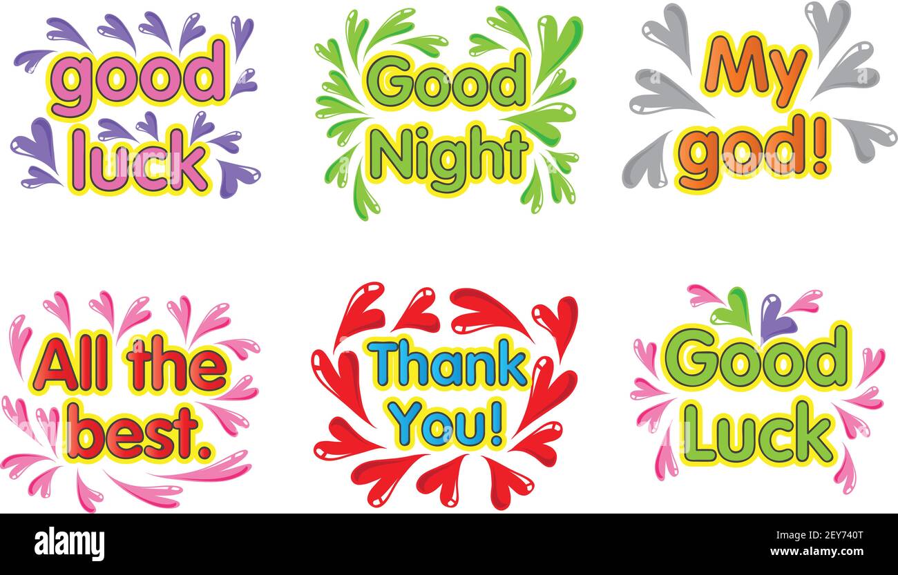 vector cartoon heart shape greeting card emoji stickers set Stock ...