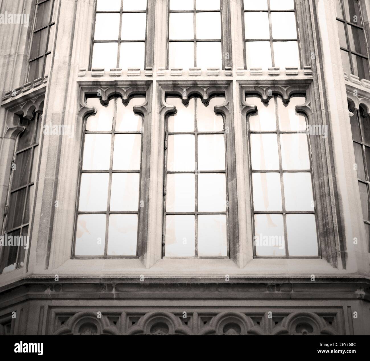Old in london historical parliament glass window structure and reflex ...