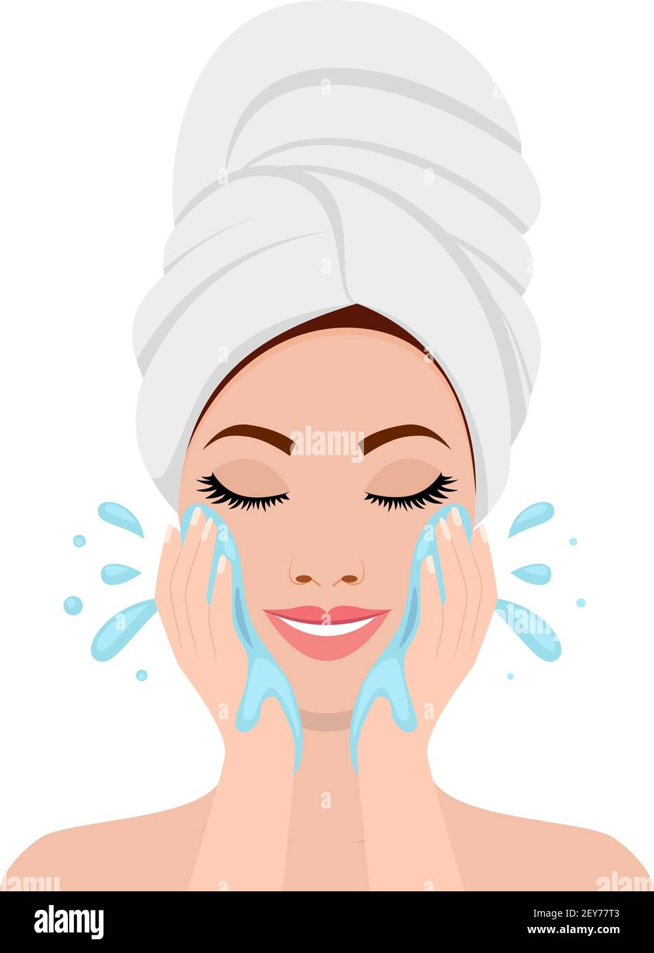 Beautiful Woman In Process Of Washing Face Stock Vector Image And Art Alamy