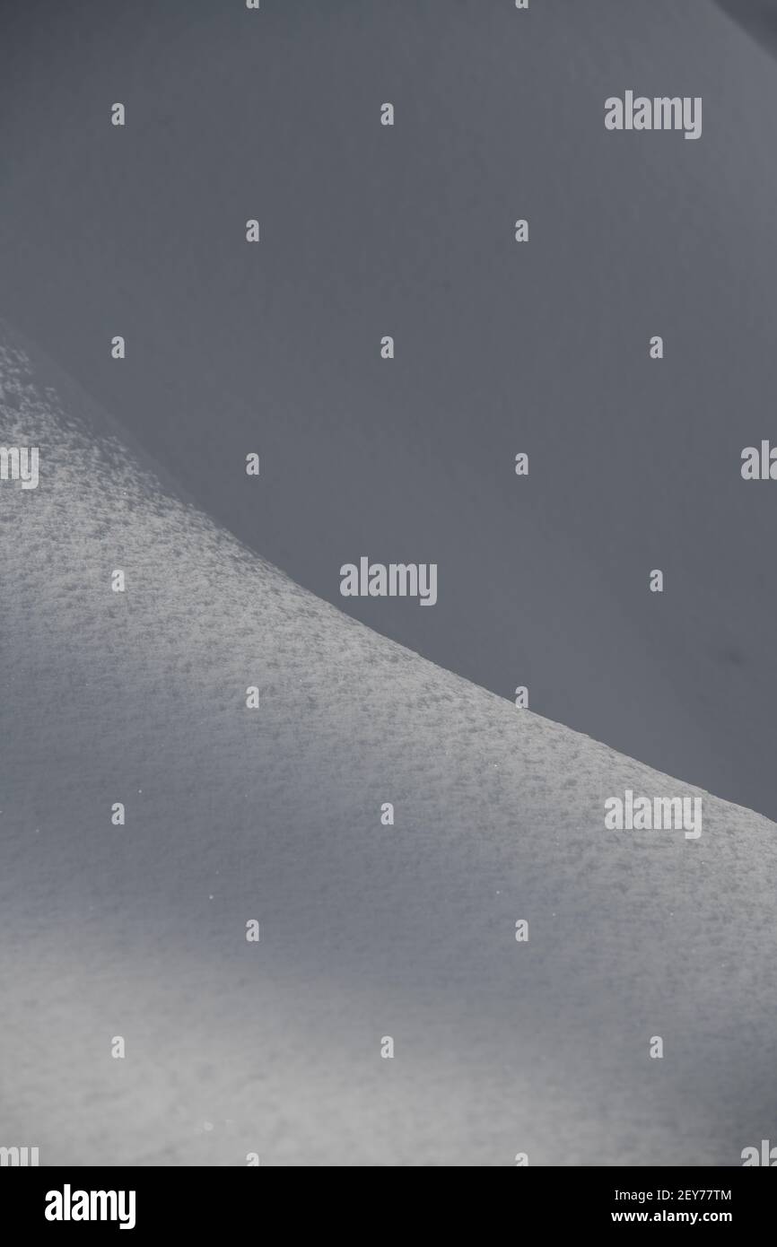 close up of fresh snow crystals reflecting sunlight on sunny winters ...