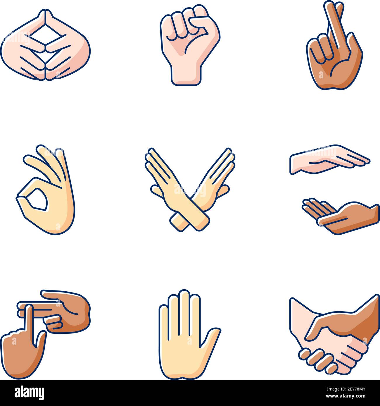 Hand gestures RGB color icons set Stock Vector Image & Art - Alamy