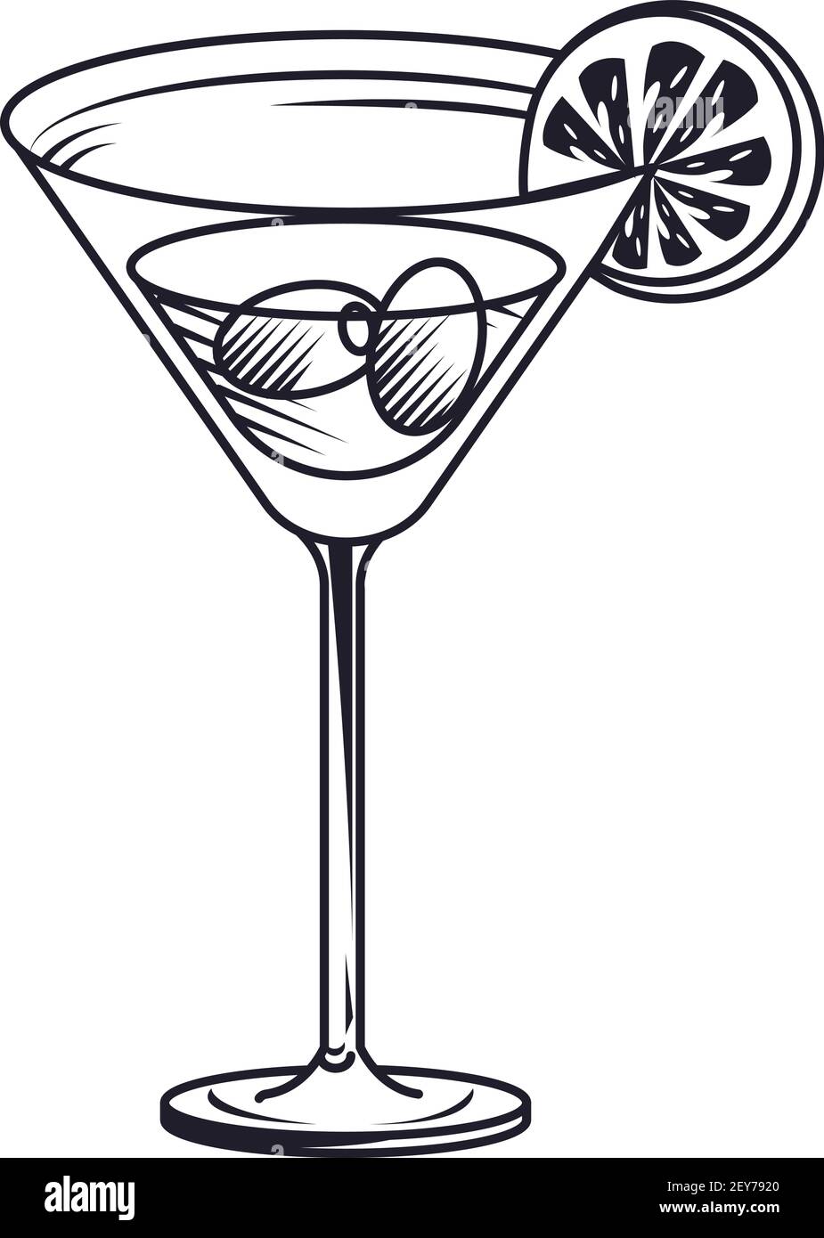 Cocktail glass illustration engraving Stock Vector Images - Alamy