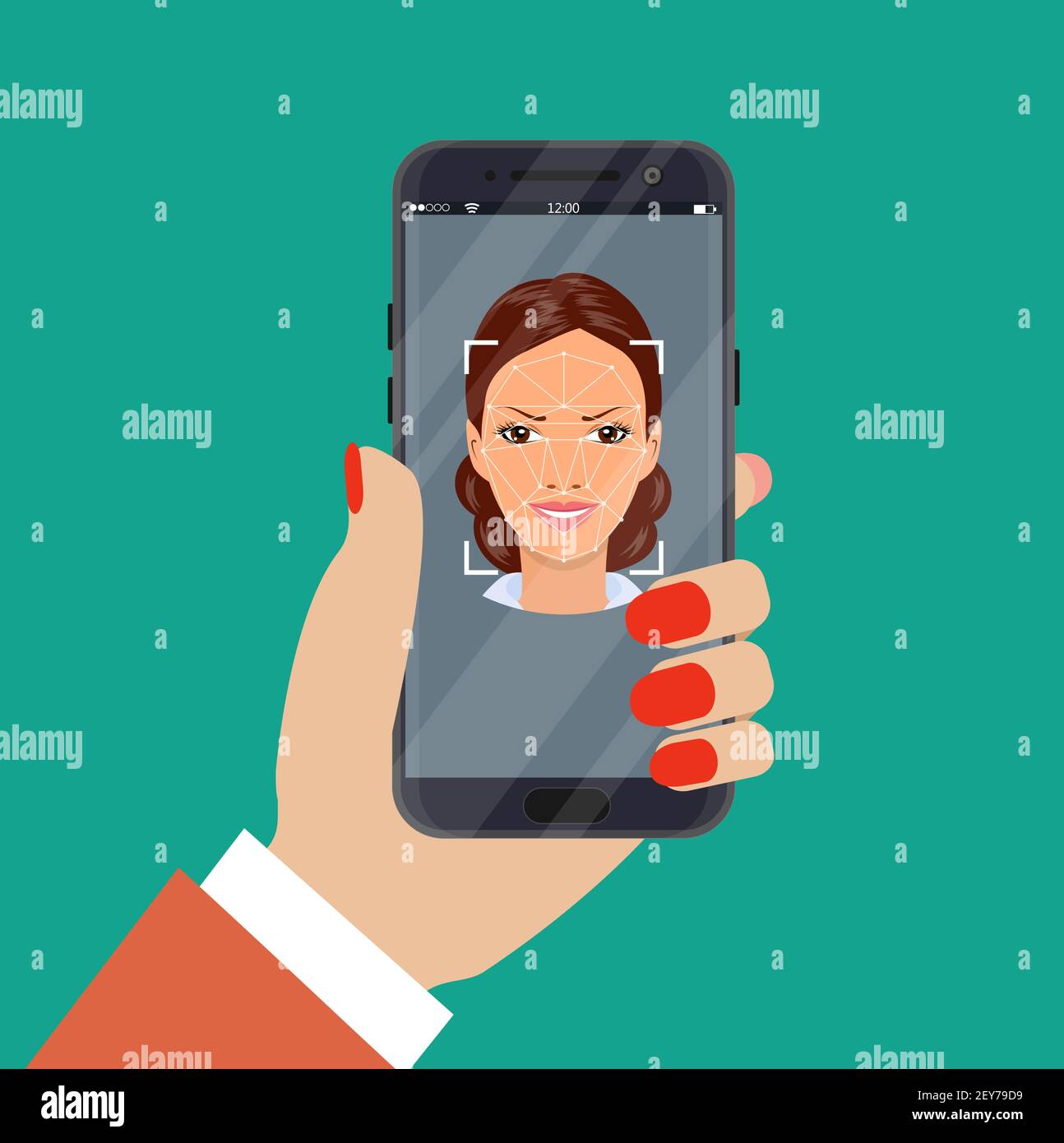 Face recognition concept hand Stock Vector Images - Alamy