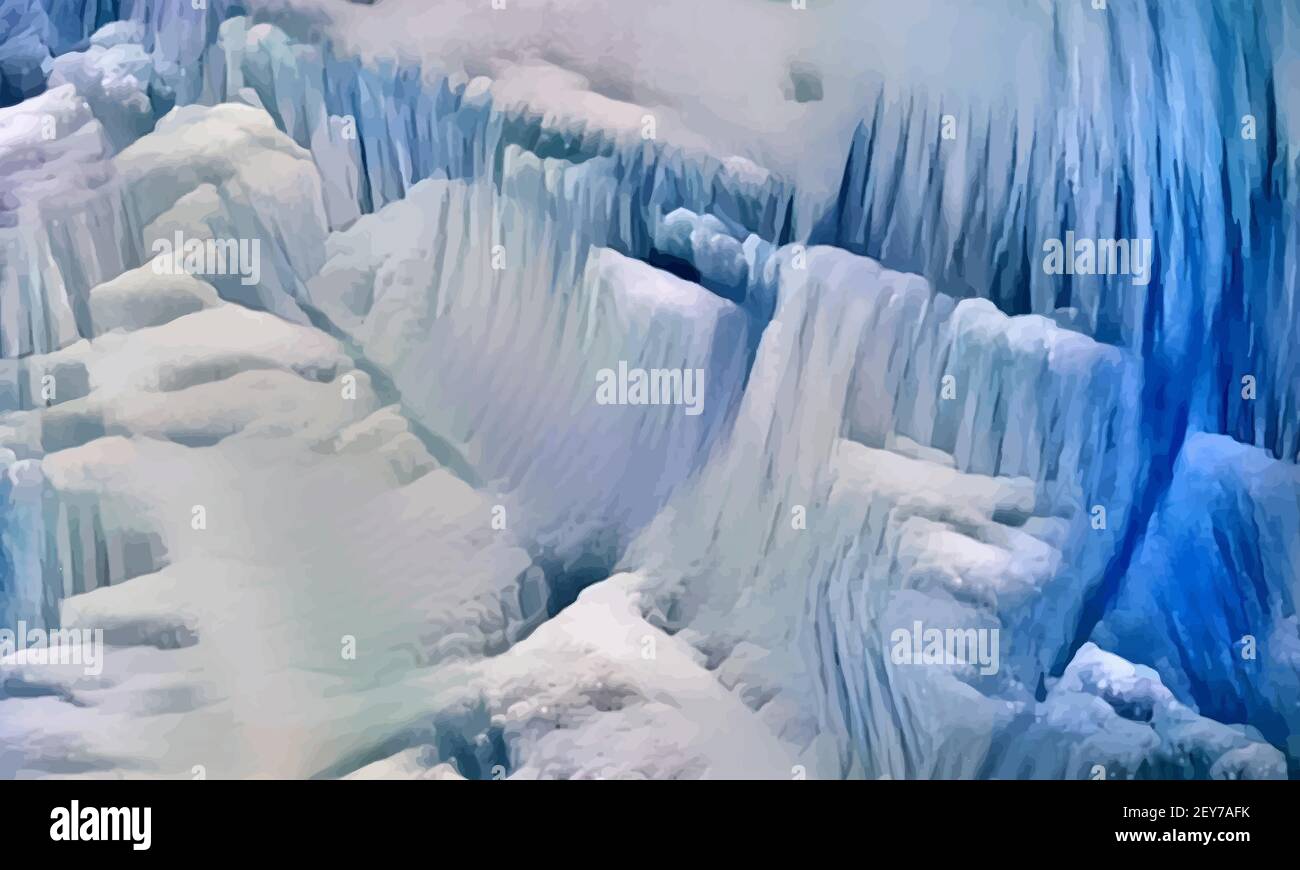 Abstract background with snow and ice images. Snowdrifts. Watercolour ...