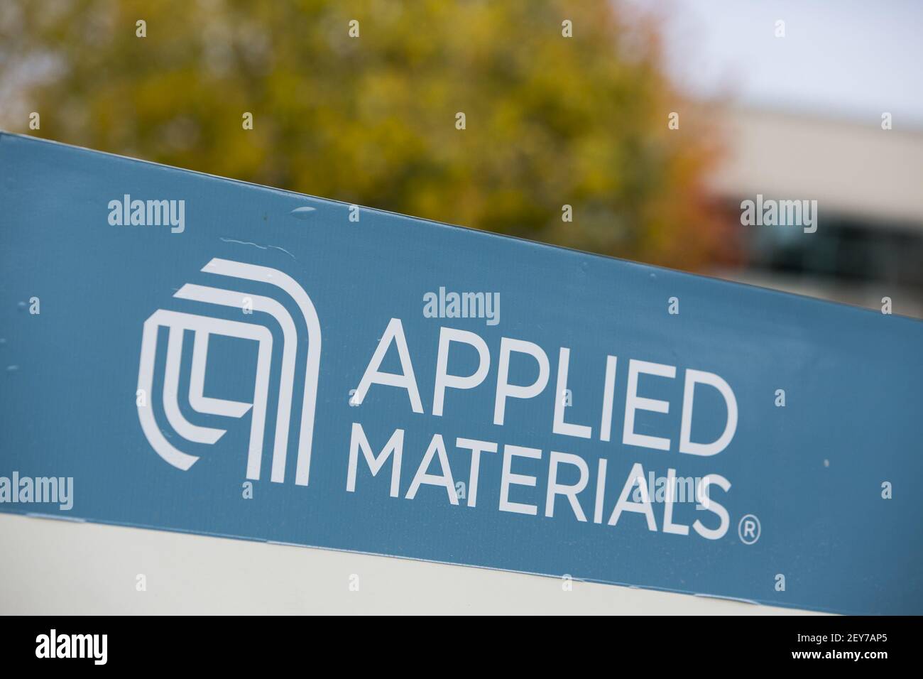 A logo sign outside the headquarters of Applied Materials, Inc., in ...