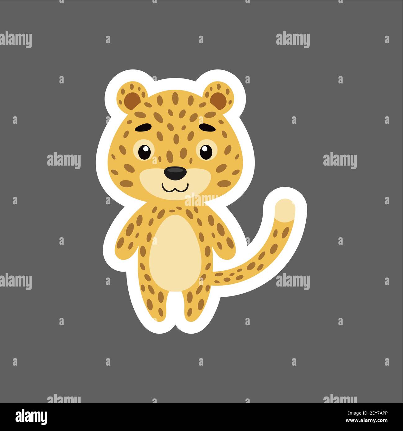 Cute little baby cheetah sticker. Cartoon animal character for kids ...