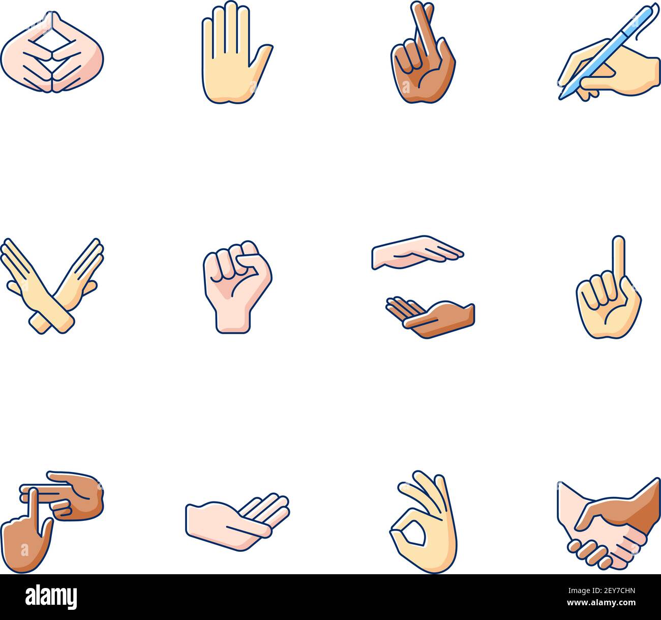 Hand gestures RGB color icons set Stock Vector Image & Art - Alamy