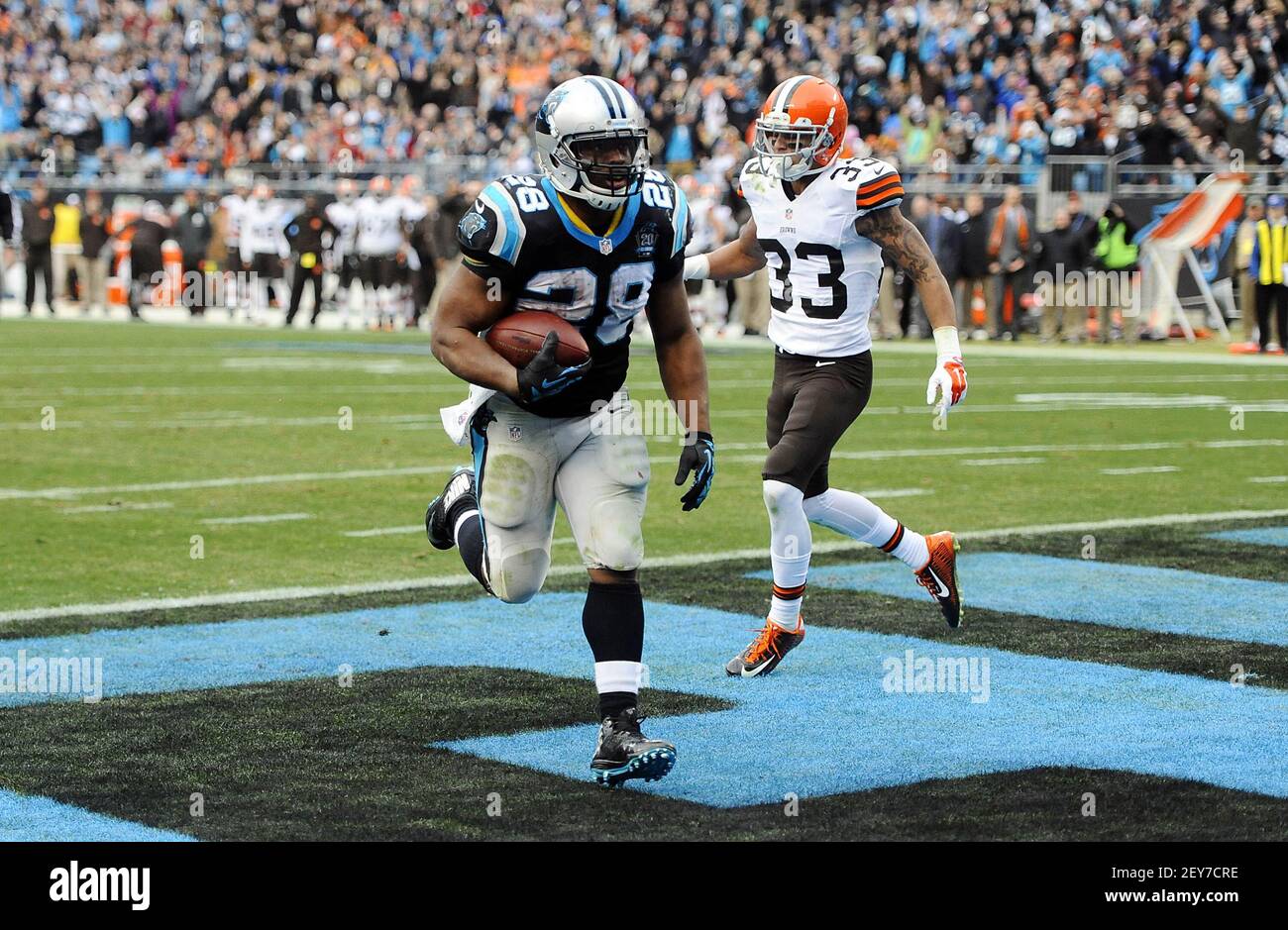 Carolina Panthers' Jonathan Stewart (28) scores the game-winning ...