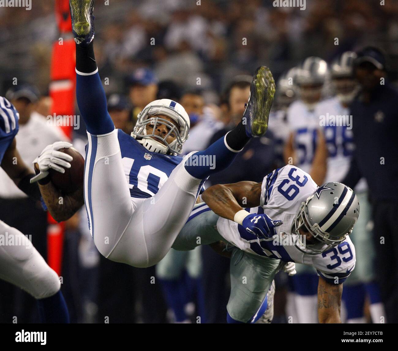 Indianapolis Colts wide receiver Donte Moncrief (10) gets upended by ...
