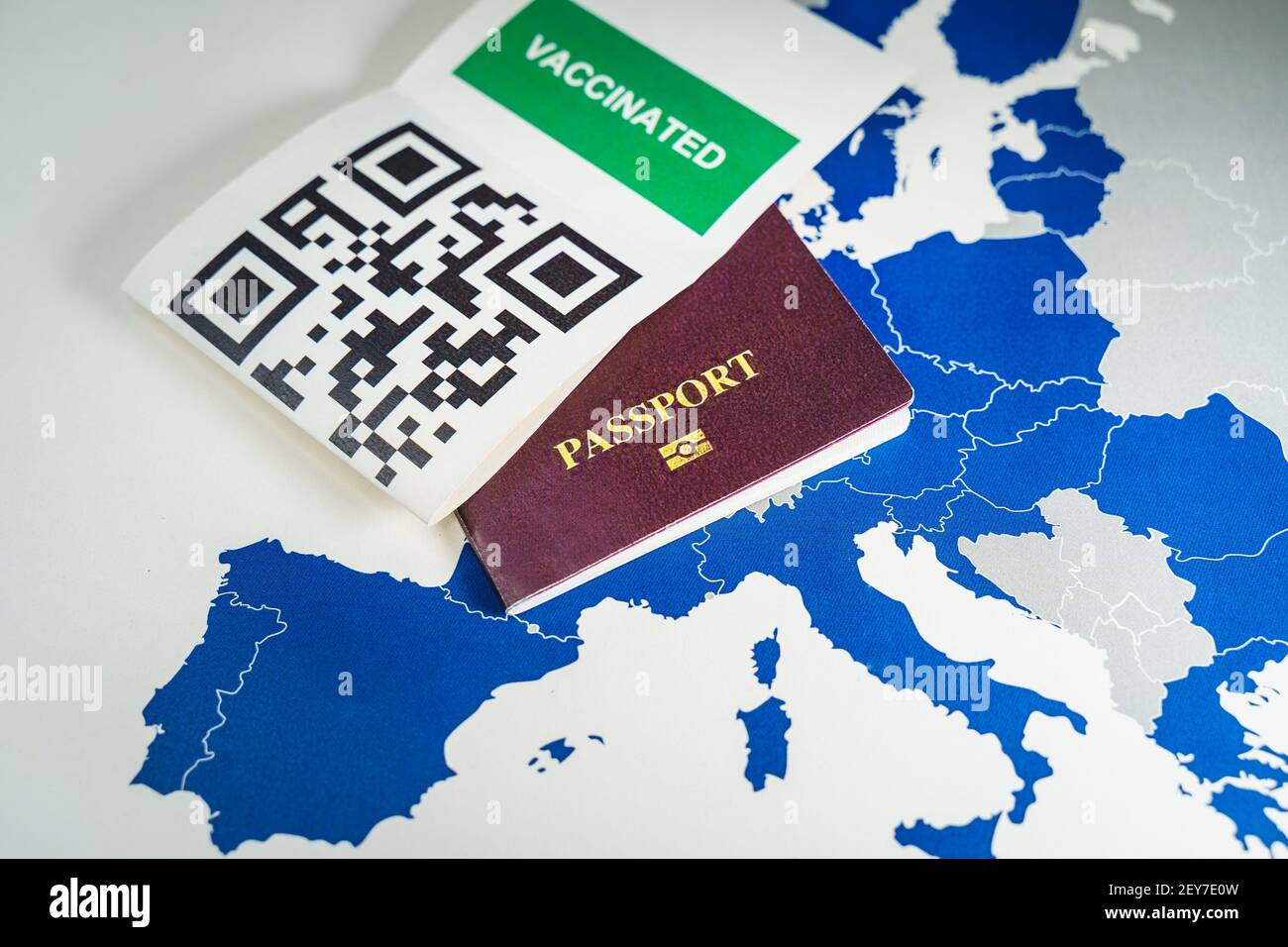 Digital green passport with blank QR code over an EU map Stock Photo ...