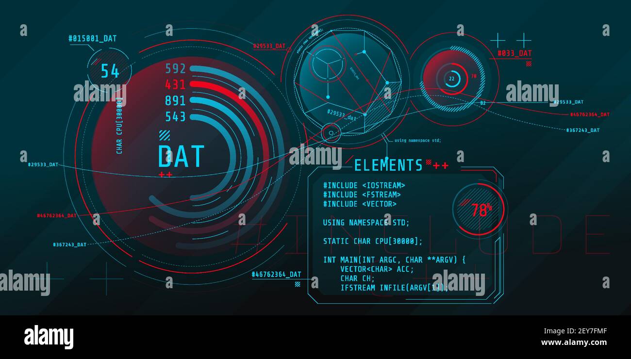 Composition Of Computer Hud Interface With Coding Stock Vector Image And Art Alamy