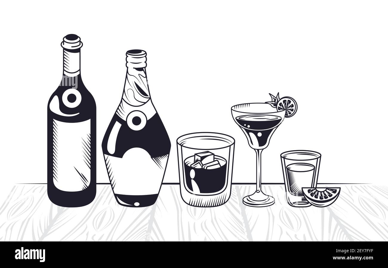 Table set wine glasses Stock Vector Images - Alamy