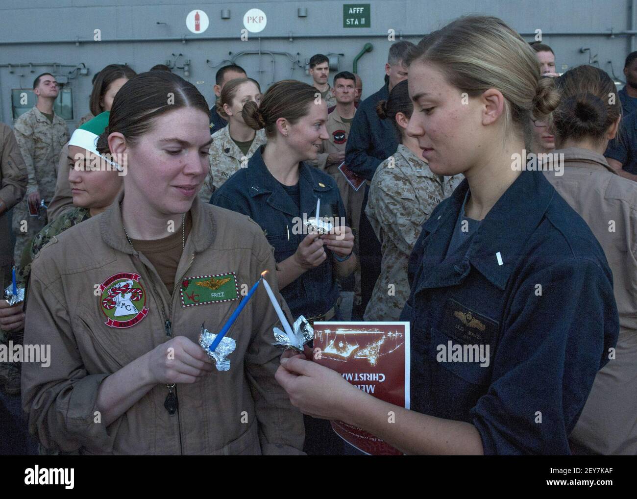 GULF OF ADEN (Dec. 24, 2014) Lt. Elizabeth Janca, left, from Sparks ...