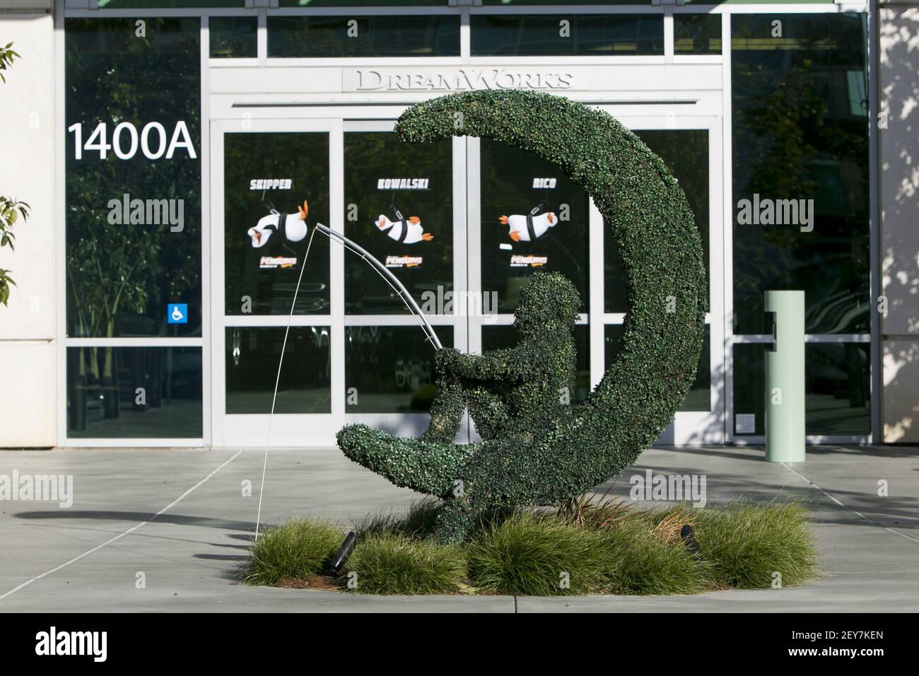 A logo sign at the headquarters of PDI/DreamWorks, A subsidiary of ...
