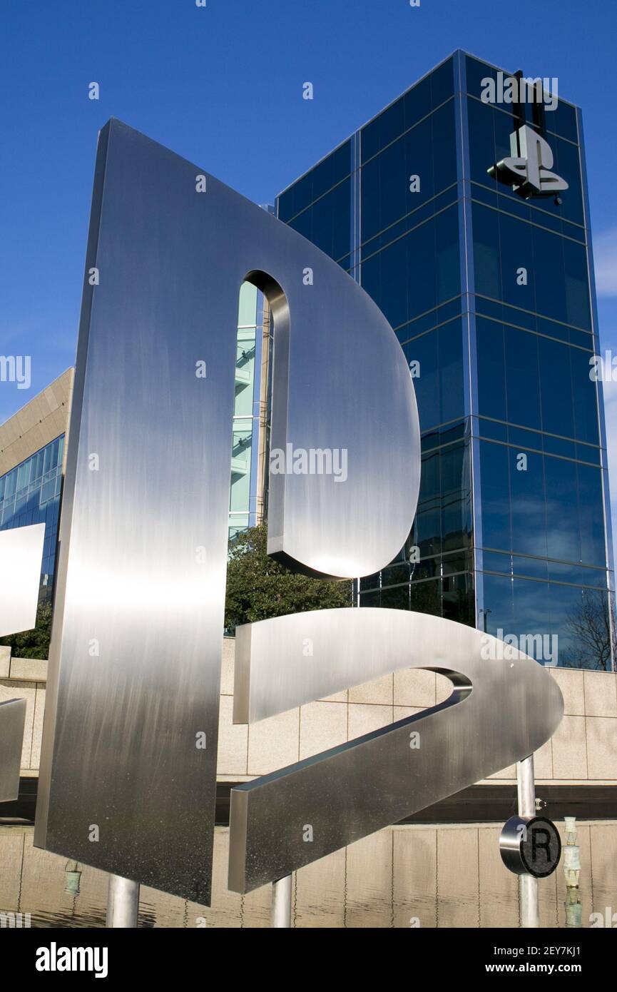 A logo sign outside the headquarters of Sony Computer Entertainment ...