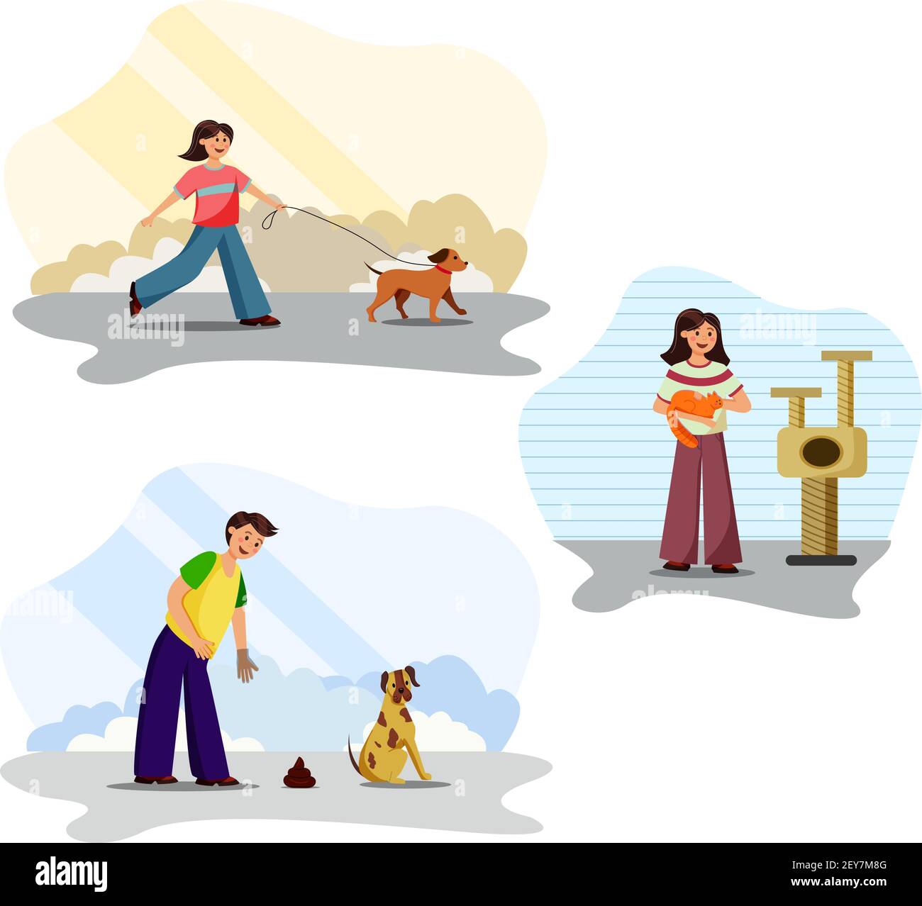 Happy pets owners vector set Stock Vector Image & Art - Alamy