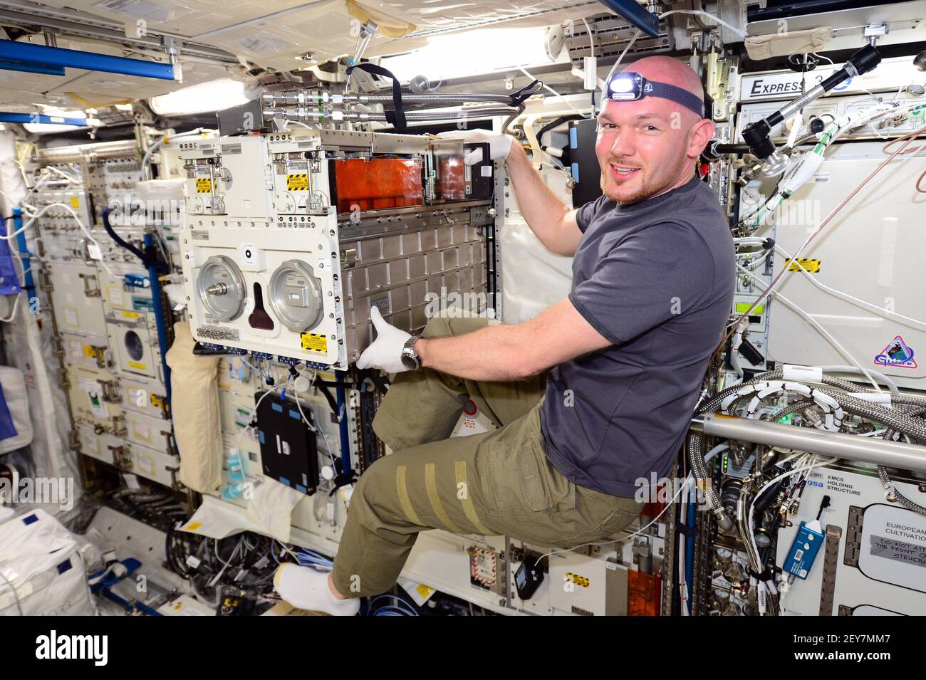 ESA astronaut Alexander Gerst working with Biolab in Europe's Columbus ...