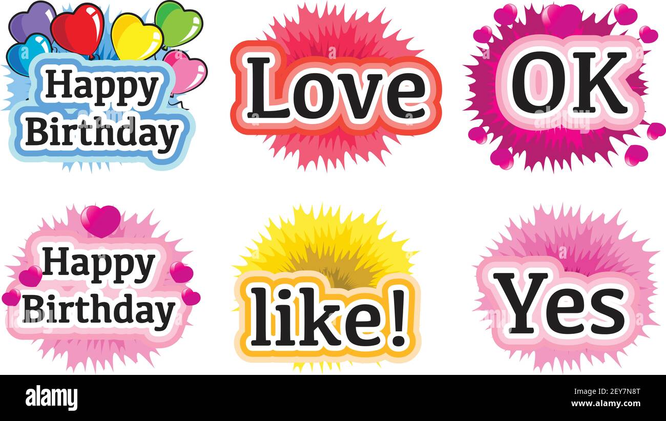vector cartoon love greeting card emoji stickers set Stock Vector Image ...