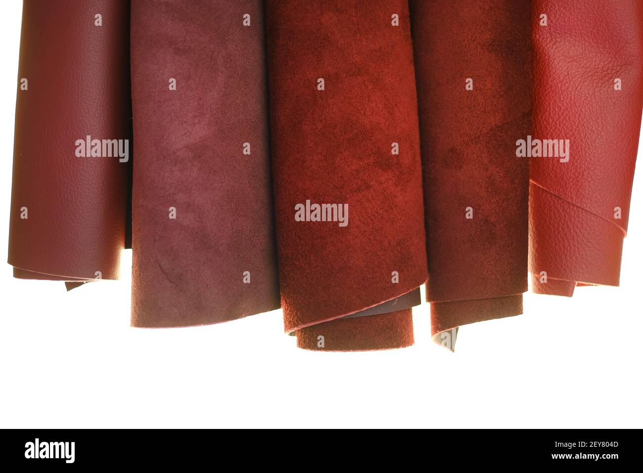 Genuine leather isolated on white background.burgundy genuine leather ...