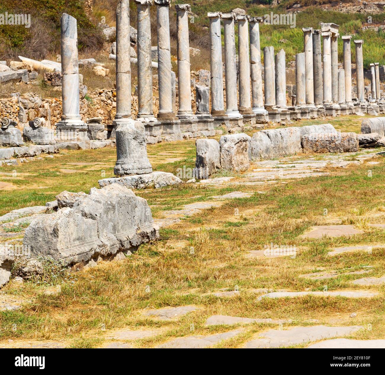 Perge old construction in asia turkey the column and the roman temple ...