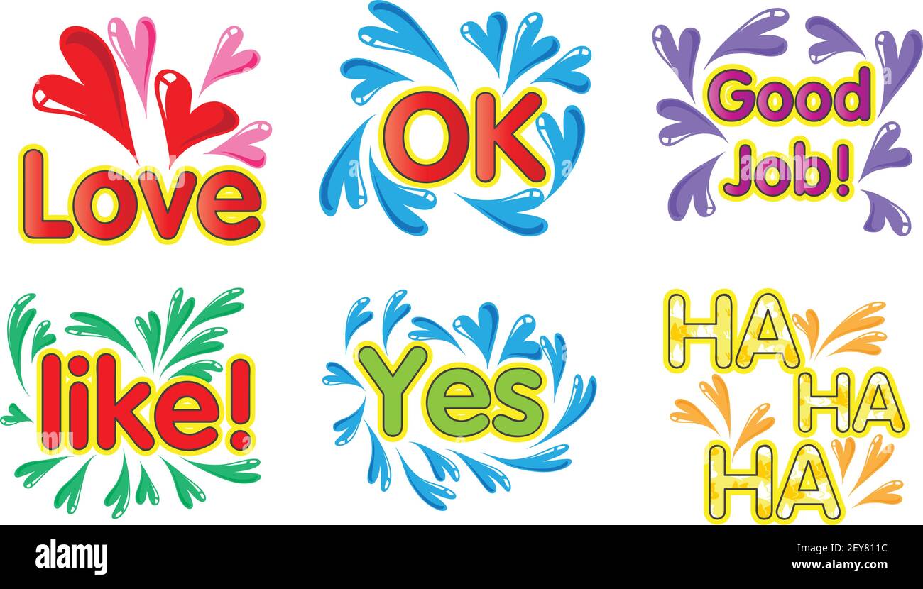 vector cartoon love greeting card emoji stickers set Stock Vector Image ...