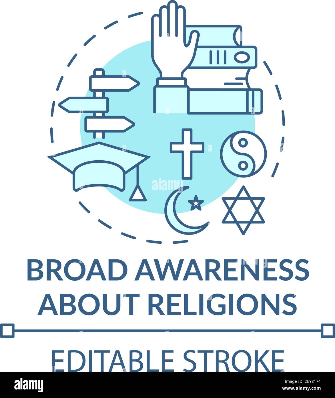 Broad awareness about religion turquoise concept icon Stock Vector ...