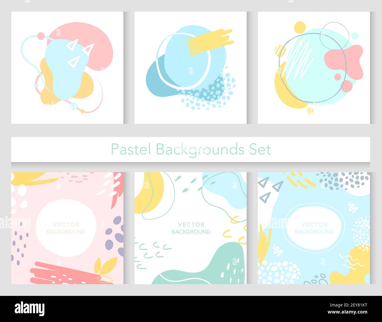 Abstract cute pastel background and texture set, geometric shapes forms ...