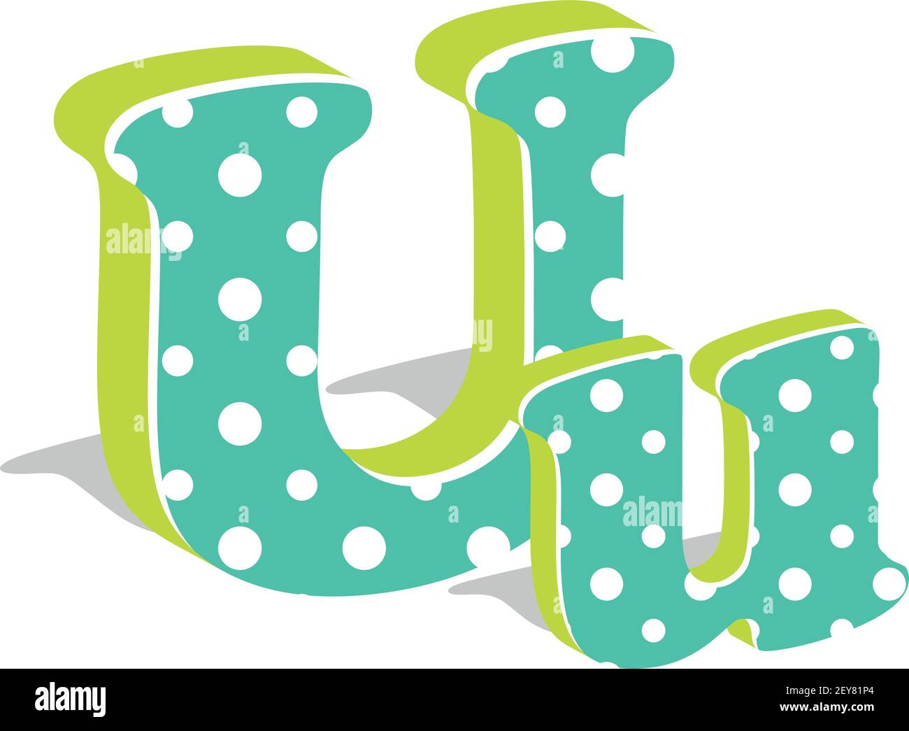 Capital and numeric cute dotted 3d letter U isolated on white ...