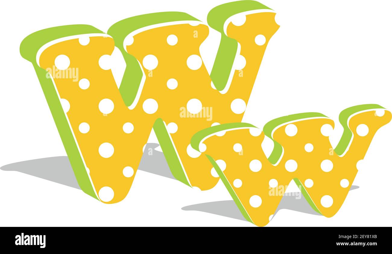 Capital and numeric cute dotted 3d letter W isolated on white ...