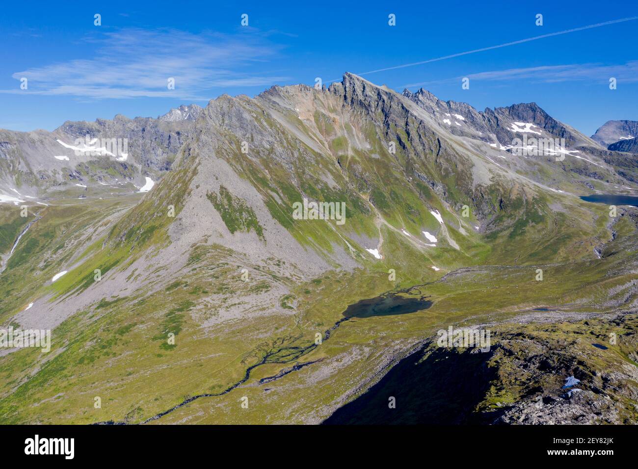 Aerial view of a glacial, u-shaped valley above Urke at the ...