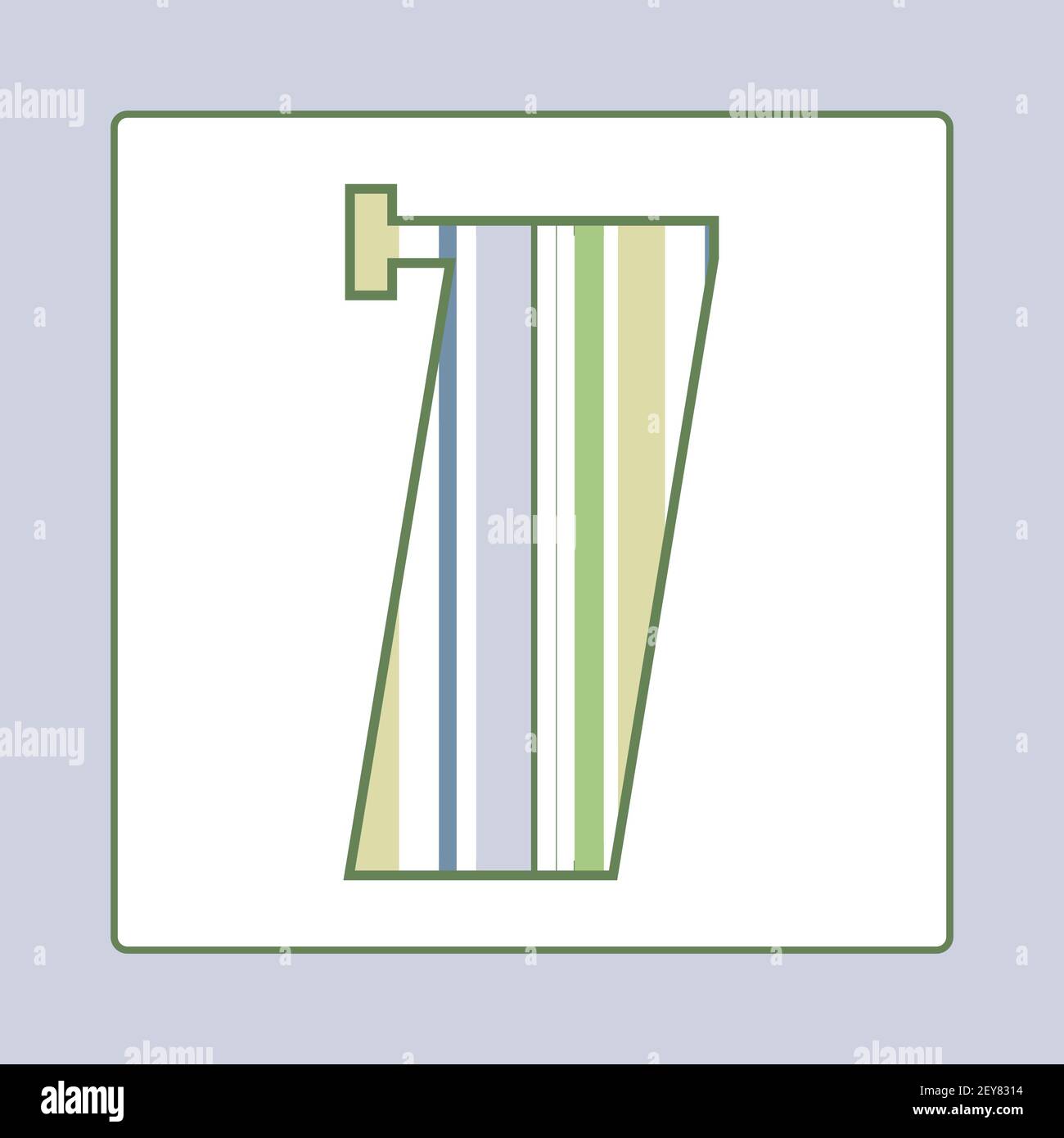 Striped colorful number seven isolated on white background. Elements ...