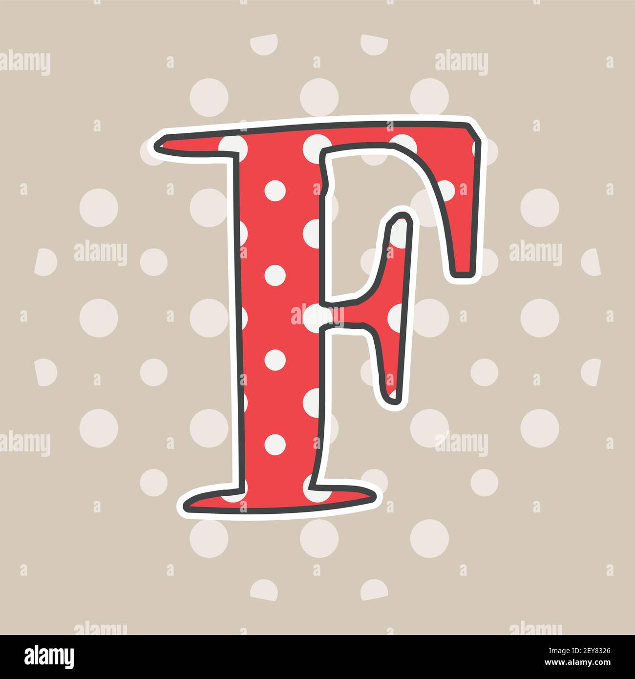 Cute dotted letter F isolated on beige background. Vector illustration ...