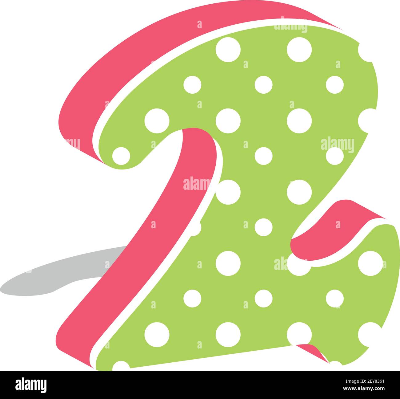 Cute dotted 3d number two isolated on white background. Vector ...